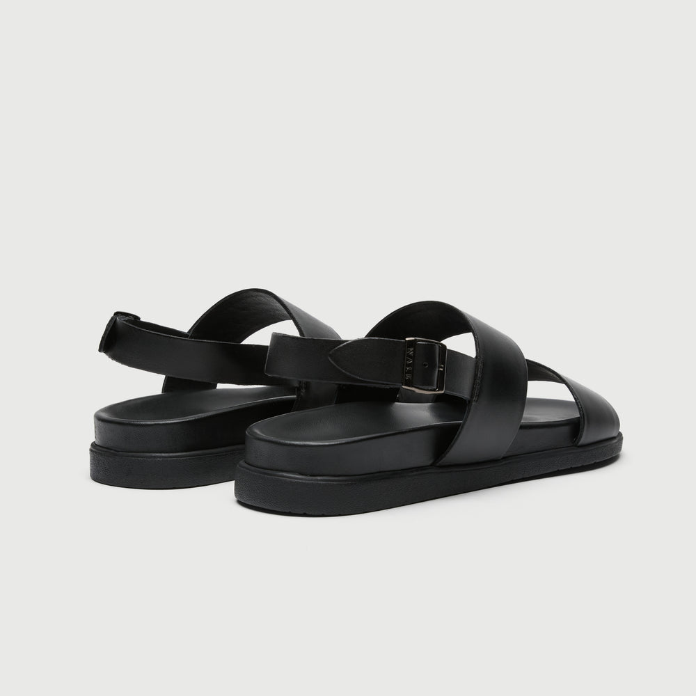 Walk London Jackson Sandals | Black Leather | Official Site