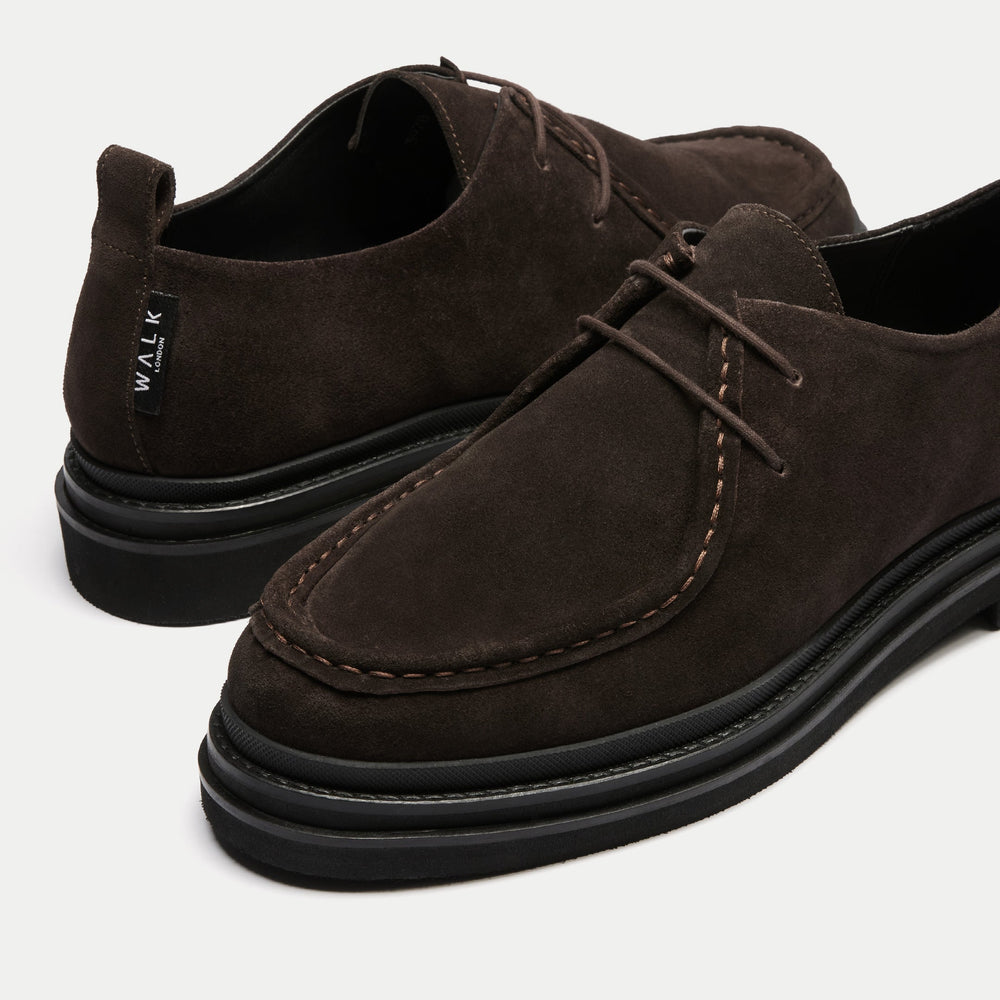 Walk London Brooklyn Apron Shoe - Brown Suede - Official Site