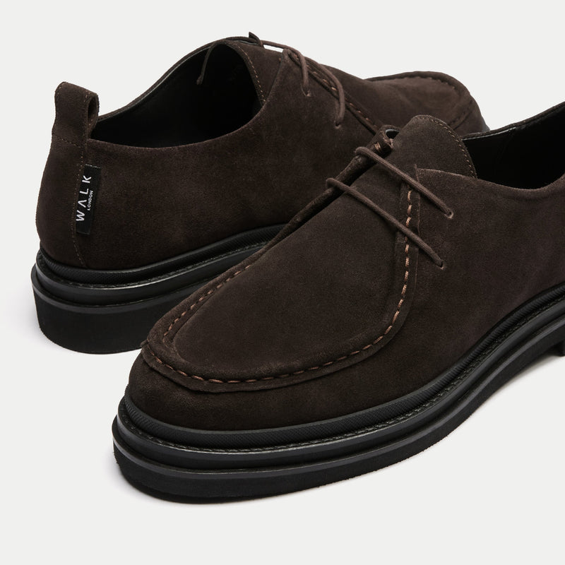 Walk London Brooklyn Apron Shoe - Brown Suede - Official Site