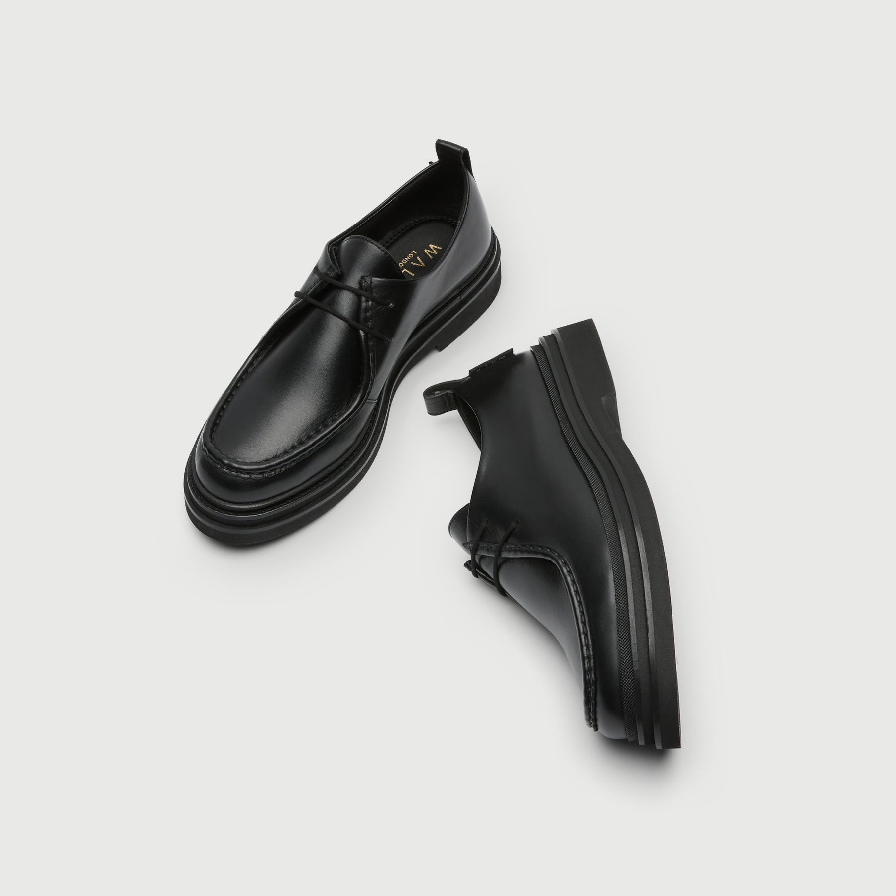 Brooklyn Apron Shoe | Black Leather | Walk London Official Site