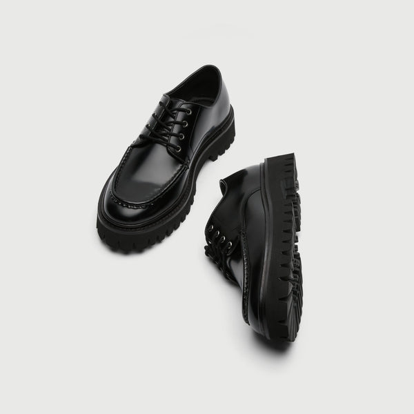 Hopper Lace Shoe | Men's Leather Apron Shoes in Black | Walk London