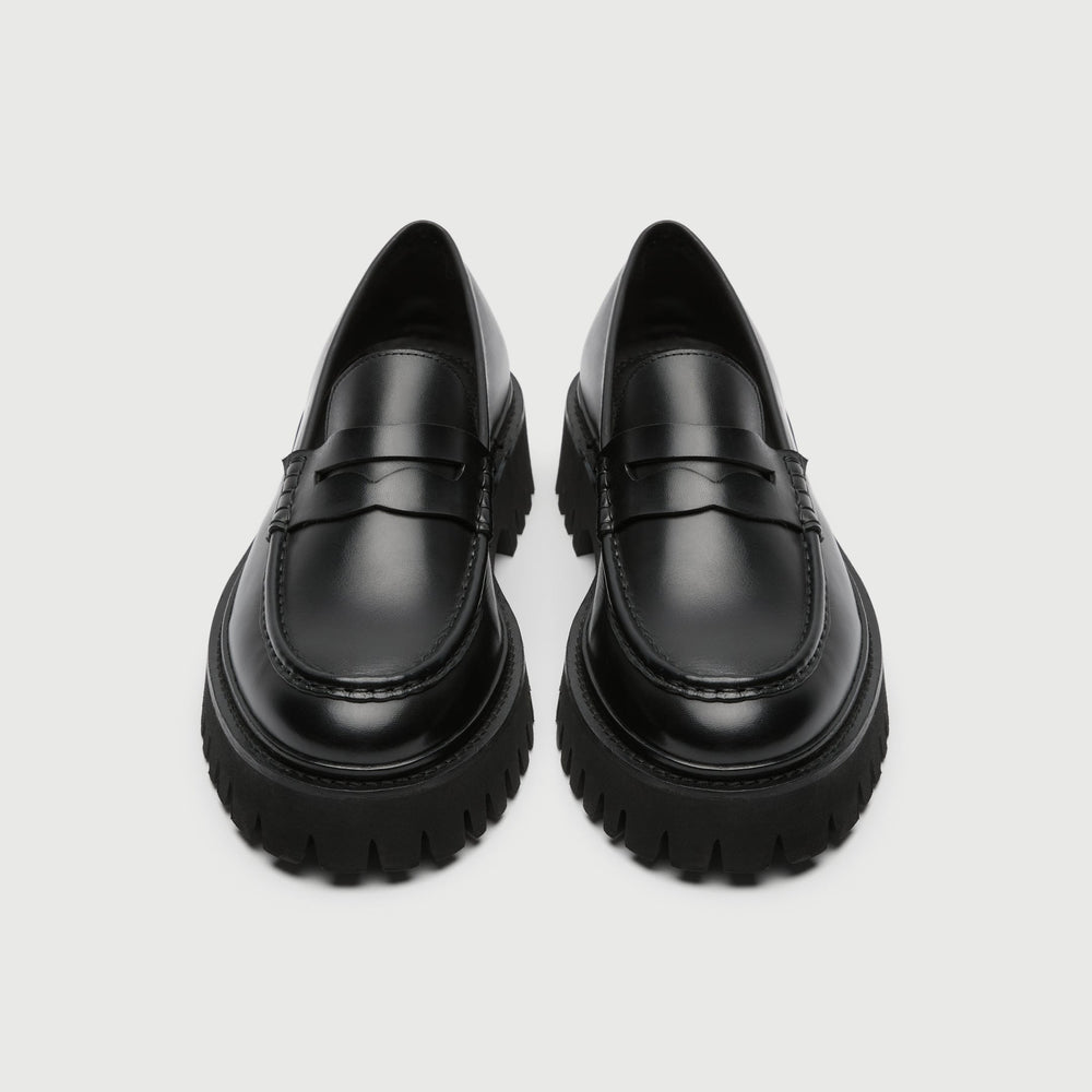 Hopper Saddle Loafer | Black Leather | Walk London Official Site