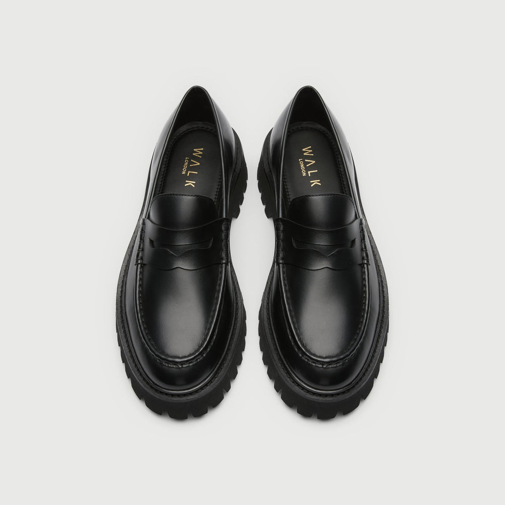 Hopper Saddle Loafer | Black Leather | Walk London Official Site