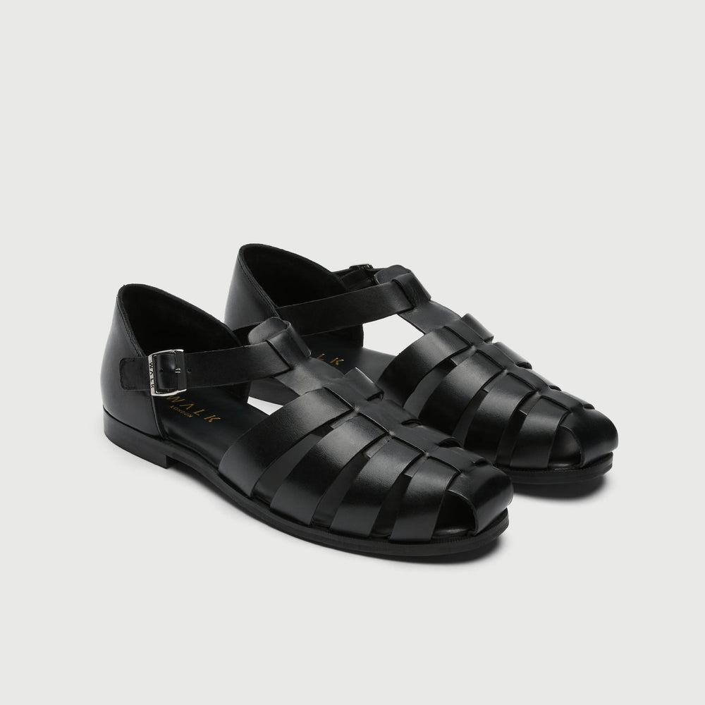 Promenade Sandal | Black Leather | Walk London