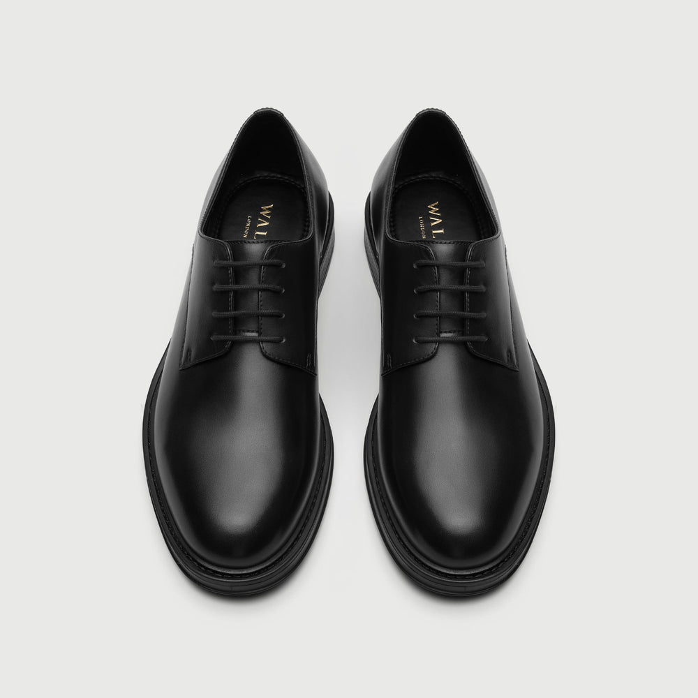 Walk London Vincent Derby Shoes | Black Leather | Official Site