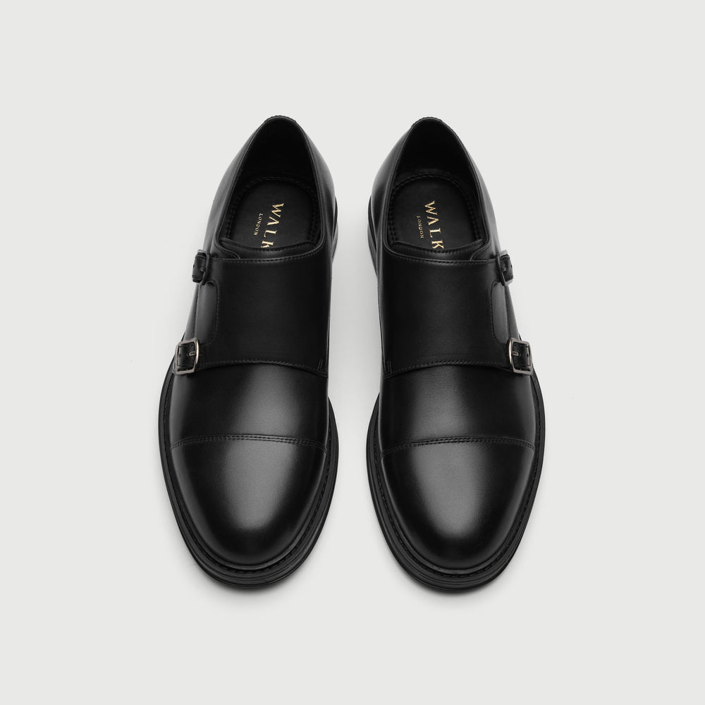 Walk London Vincent Monk Strap Shoes | Black Leather | Official Site
