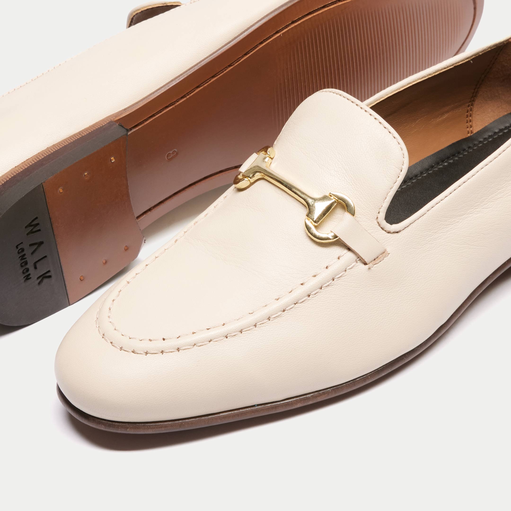 Walk London Trent Trim Loafer - Off White Leather - Official Site